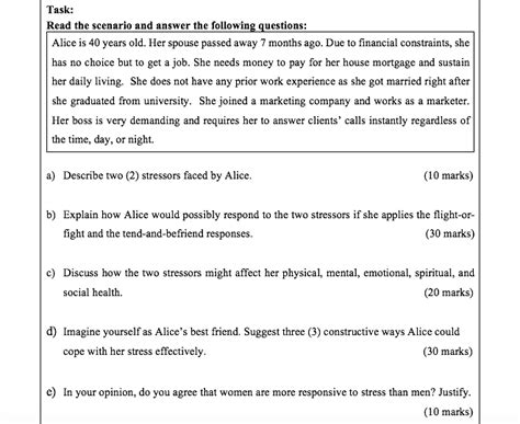 Solved Task Read The Scenario And Answer The Following
