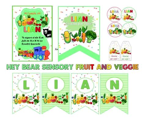 Kit Imprimible Personalizado Hey Bear Sensory Frutas Mercadolibre