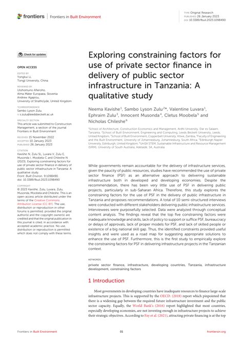 Pdf Exploring Constraining Factors For Use Of Private Sector Finance In Delivery Of Public
