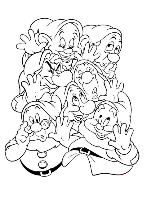 Seven Dwarfs Characters Coloring Page