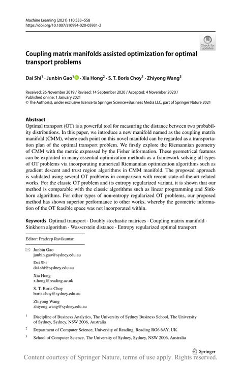 Coupling Matrix Manifolds Assisted Optimization For Optimal Transport