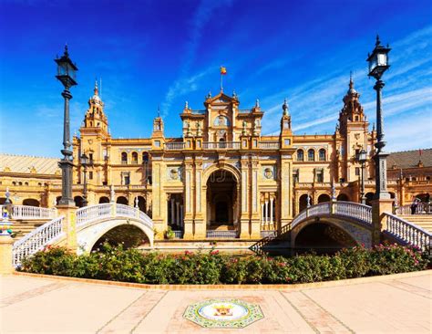 Central Building Of Plaza De Espana In Night Stock Image Image Of