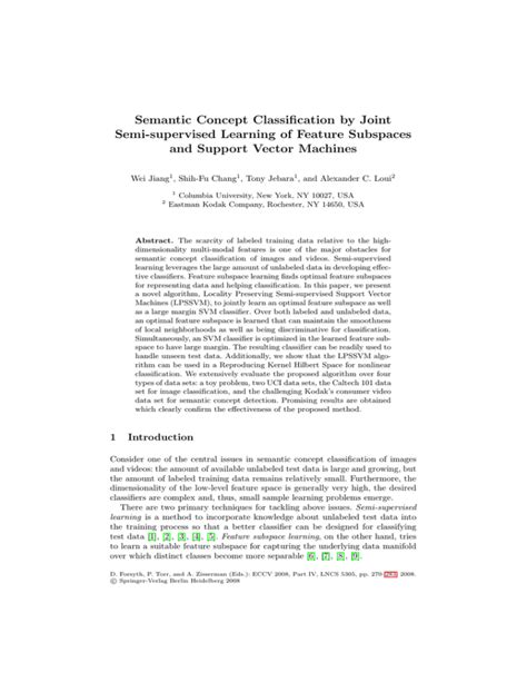 Semantic Concept Classification By Joint Semi Supervised Learning Of Feature Subspaces