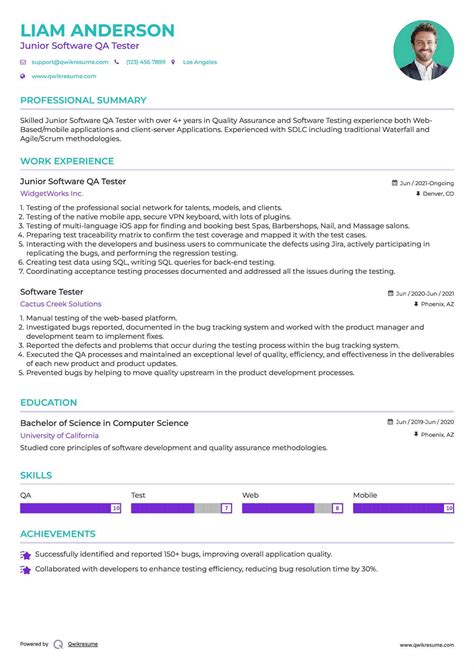 Software QA Tester Resume Samples Templates For