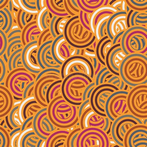 Seamless Concentric Circle In Retro Colors Surface Pattern Design For Print Stock Illustration