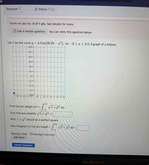 solved let c be the curve y 4 5ln 20 25−x2 for −3≤x≤4 5 a