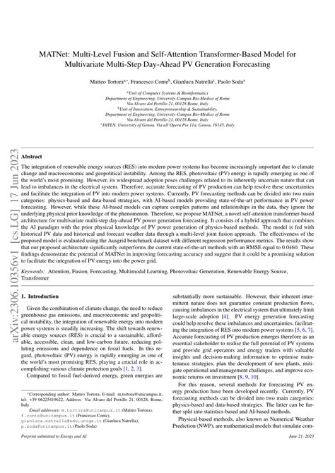 Pdf Matnet Multi Level Fusion And Self Attention Transformer Based Model For Multivariate