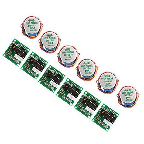 GetUSCart AITRIP 6 Sets 28BYJ 48 ULN2003 5V Stepper Motor ULN2003 Driver Board For Arduino