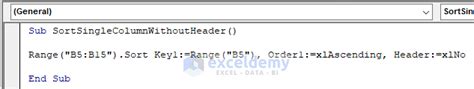 How To Sort A Column Using Vba In Excel Methods Exceldemy