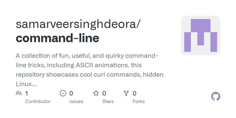 Github Samarveersinghdeoracommand Line A Collection Of Fun Useful