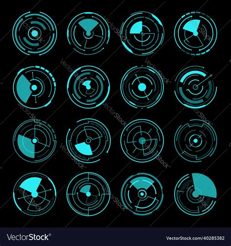 Hud Interface Round Radars Futuristic Game Ui Vector Image