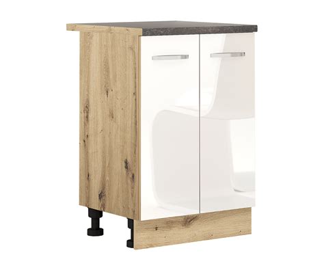 Долен кухненски шкаф Лорен B51 60 см Mdf Бял гланц Артизан Мебели Венус