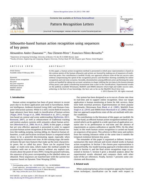 Pdf Silhouette Based Human Action Recognition Using Sequences Of Key
