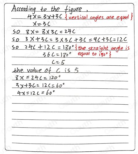 Solved Using The Diagram With The Given Angle Measures Find The Value Of C Write The Angle