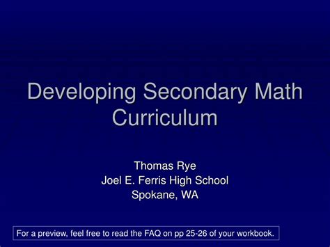 Ppt Developing Secondary Math Curriculum Powerpoint Presentation