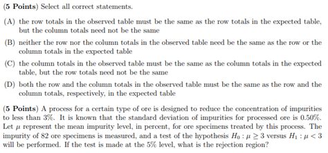 Solved Points Select All Correct Statements A The Row Chegg Com