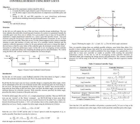Controller Design Using Root Locus Im Objective At