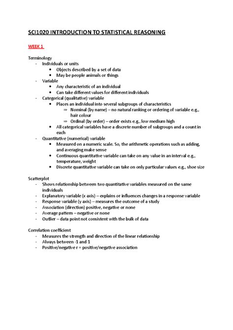 SCI Introduction TO Statistical Reasoning SCI INTRODUCTION TO STATISTICAL REASONING