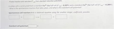 Predict Reaction And Calculate Ecell ° ﻿from Standard
