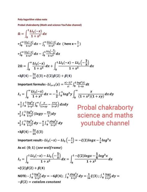 Probal Link To Polylogarithm Calculus Lecture Video Youtu Be