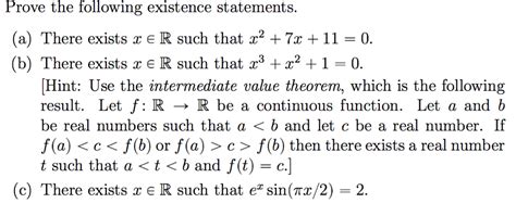 solved prove the following existence statements a there