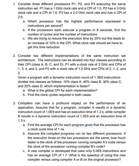 solved 1 consider three different processors p1 p2 and p3
