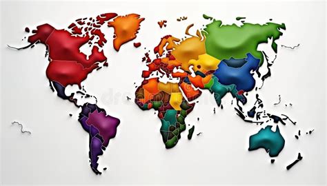 Colorful World Map Highlights Continents Distinct Colors Represent