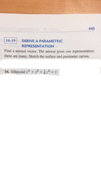 Solved 443 14 19 Derive A Parametric Representation Find A
