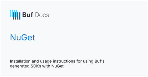 Nuget Buf Docs
