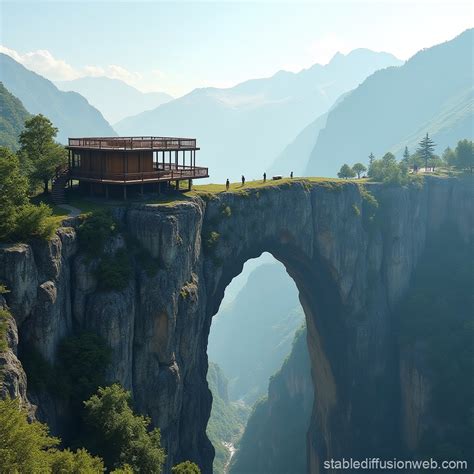 Mountain Cliff Observation Deck Stable Diffusion Online