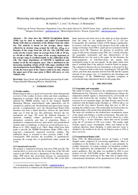 Pdf Monitoring And Adjusting Ground Based Weather Radar In Europe Using Trmm Space Borne Radar