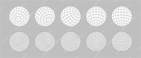 Premium Vector Wireframe Sphere Set Isolated