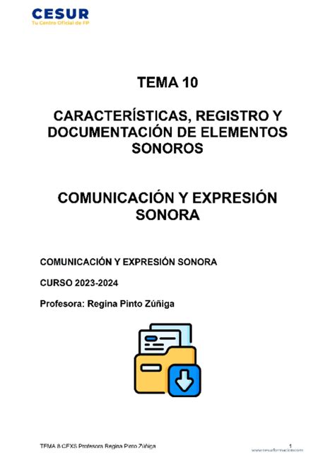 Cexs Tema 10 Caracteristicas Registro Y Documentacion De Elementos