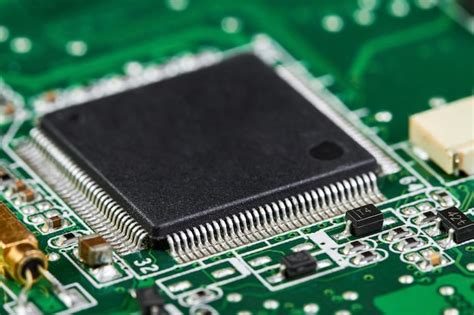 Premium Photo Closeup Of Computer Chip On A Part Of Electronic Printed Circuit Board