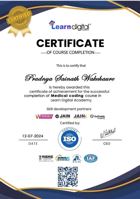 Pradnya Wakchaure On Linkedin I Have Done Medical Coding Course From Learn Digital Academy It