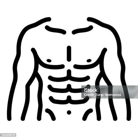 남성의 강한 몸통 라인 아이콘 체육관 개념 흰색 배경에 남성 가슴 기호 윤곽선 스타일의 모바일 개념 웹 디자인의 근육질의 강한