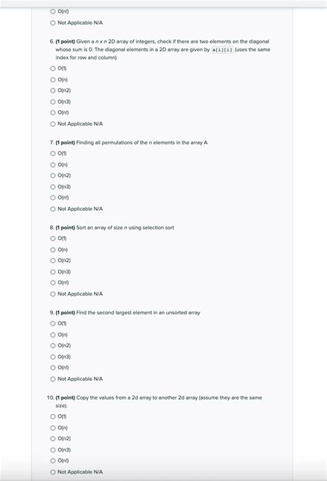 Solved Q6 1 10 Points For The Following Ten Algorithms Chegg Com