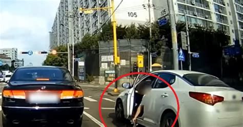 신호 대기 중 車 문 열고 도로에 쓰레기 버리고 튄 운전자 영상