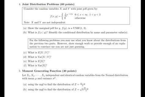 Solved Joint Distribution Problems Points Consider Chegg