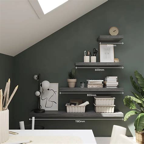 Goodhome Cusko Grey Oak Effect Rectangular Floating Shelf L30cm X D