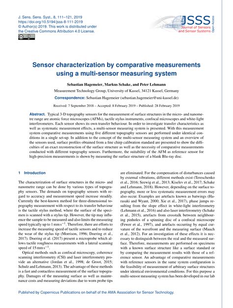 Sensor Characterization By Comparative Measurements Using A Multi