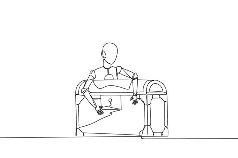 Premium Vector Single Continuous Line Drawing Robotic Hugging