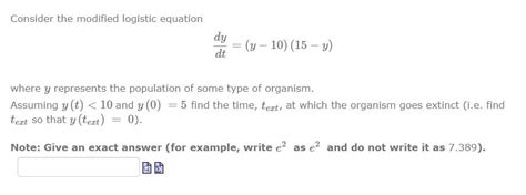Solved Consider The Modified Logistic Equation Dy Dt Y