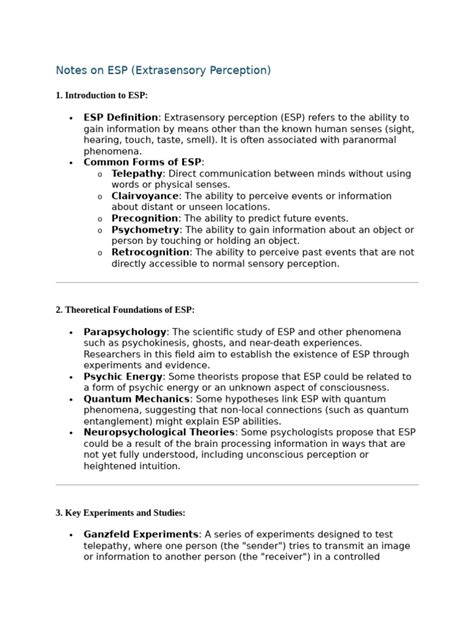 Esp Pdf Extrasensory Perception Parapsychology