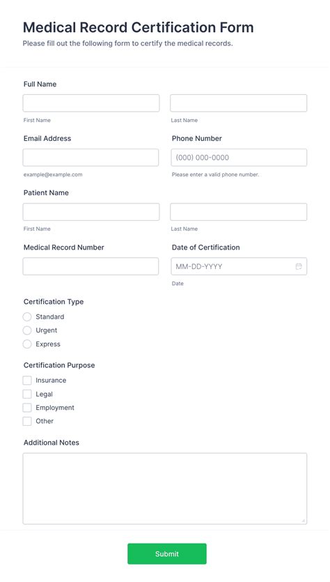 Medical Record Certification Form Template Jotform