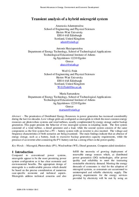 Pdf Transient Analysis Of A Hybrid Microgrid System