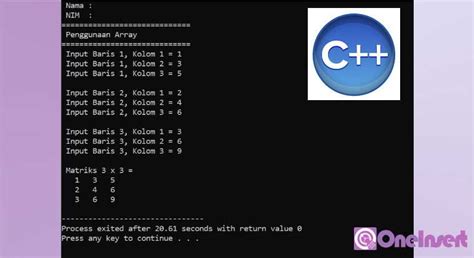 c membuat array matrik perkalian 3