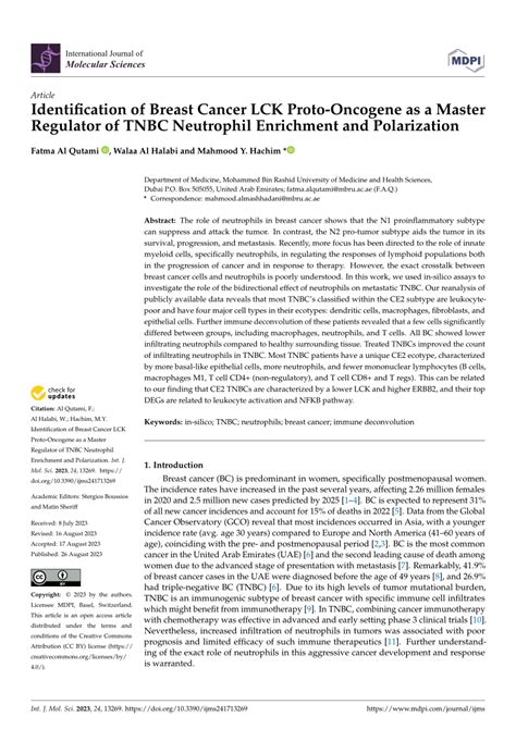 pdf identification of breast cancer lck proto oncogene as a master