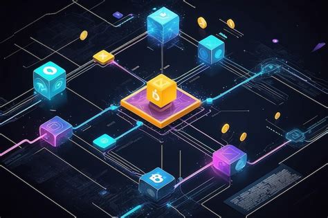 premium photo abstract blockchain technology concept isometric