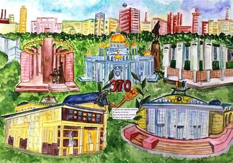 Город Саранск в нарисованных картинах, срисовках и рисунках.